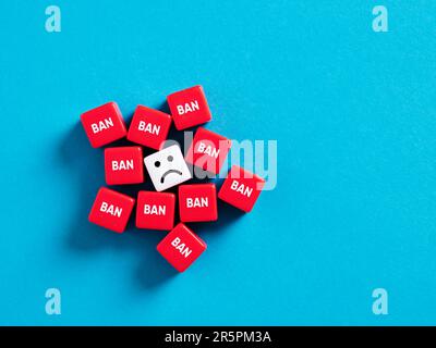 Cubes with word SANCTIONS on blue background Stock Photo - Alamy