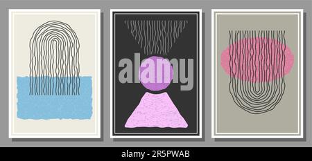 A set of posters or paintings in a minimalist style. The composition of ...