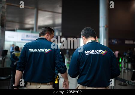 Colombia's migration officers during the launch of 'BIOMIG' a new ...