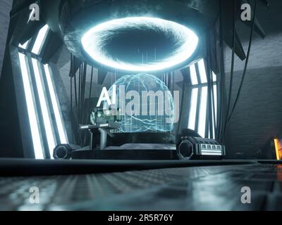 Dataset neural network progress, AI brain digitalization concept ...