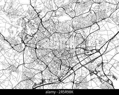 Road map of the city of Montpellier Centre in France on a white ...