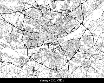 Road map of the city of Nantes Centre in France on a white background ...