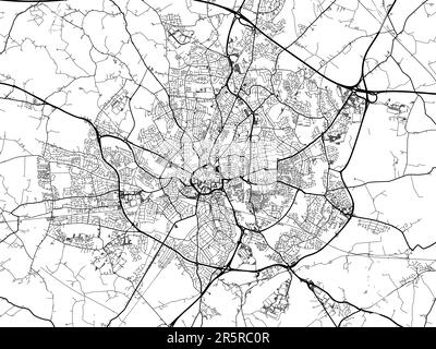 Road map of the city of Coventry Center in the United Kingdom on a ...