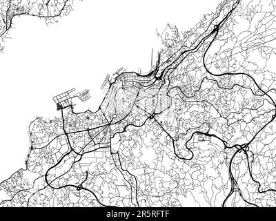 Vector road map of the city of Vigo Centro in Spain on a white ...