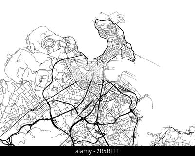 Vector road map of the city of A Coruna in Spain on a white background ...