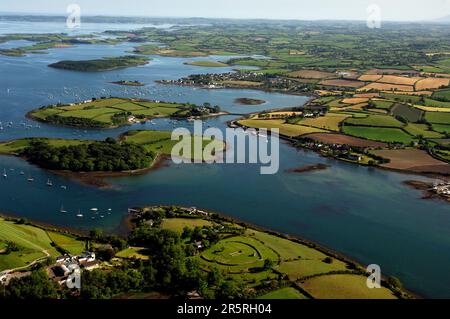 Aerial view of Nendrum Monastery on Mahee Island Strangford Lough ...