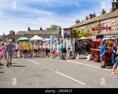 Teenagers lined up for the start of the fell race at the Cuckoo ...