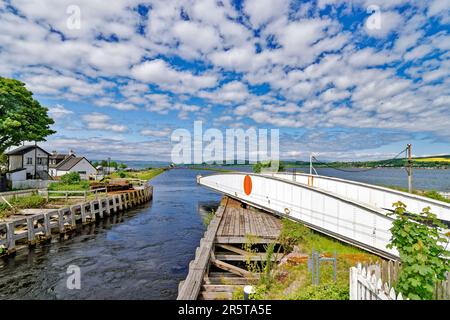 Inverness Scotland railway line crossing Clachnaharry Swing Bridge over ...