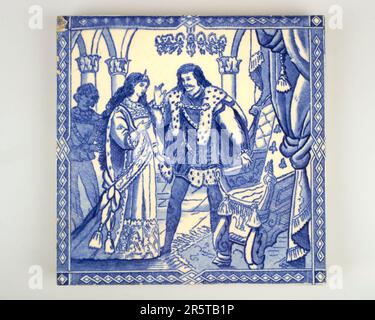 Antique 1880s Malkin Tile Co. Cinderella Fair Godmother pottery tile ...
