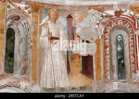 Fresco - St Columanus and other Saints - Apse of the Church of Saint ...
