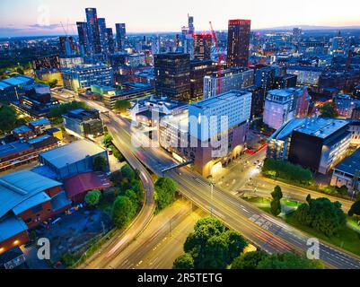 Manchester Skyline after the sunset Stock Photo - Alamy