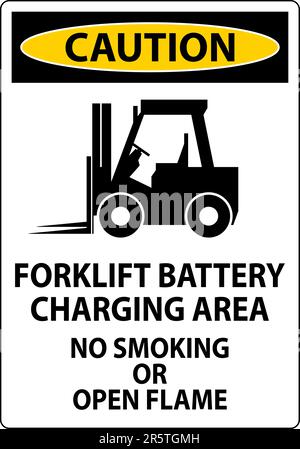 Caution Sign Forklift Battery Charging Area, No Smoking Or Open Flame ...
