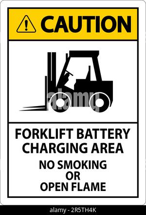 Caution Sign Forklift Battery Charging Area, No Smoking Or Open Flame ...