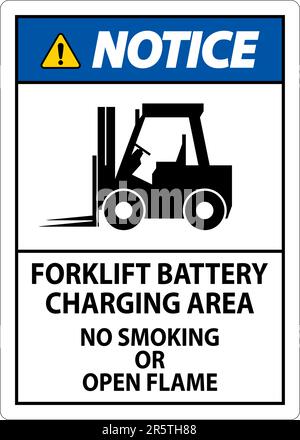Caution Sign Forklift Battery Charging Area, No Smoking Or Open Flame ...