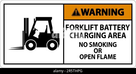 Warning Sign Forklift Battery Charging Area, No Smoking Or Open Flame ...