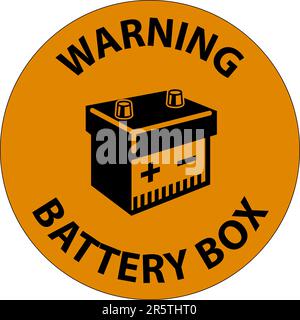 Warning Battery Box with Icon Sign On White Background Stock Vector ...