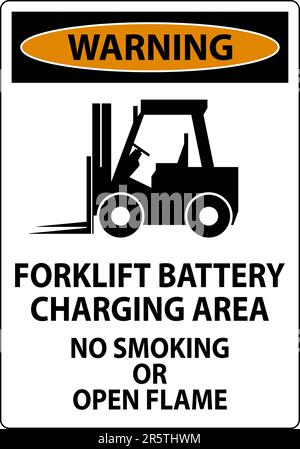 Warning Sign Forklift Battery Charging Area, No Smoking Or Open Flame ...