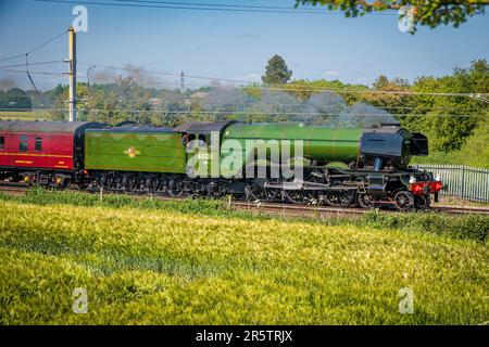 The Flying Scotsman A3 Pacific steam locomotive at speed Stock Photo ...