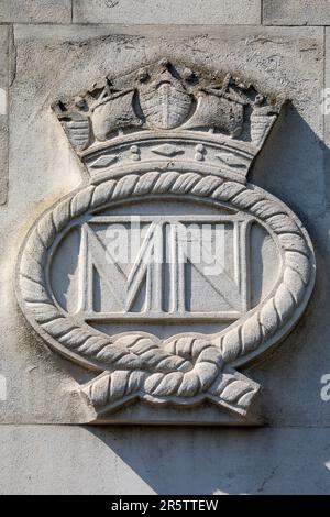 The Merchant Navy crest at the Merchant Navy Memorial, Trinity House ...