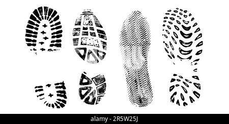 4 Isolated BootPrints - Highly detailed vector of walking shoes Stock ...