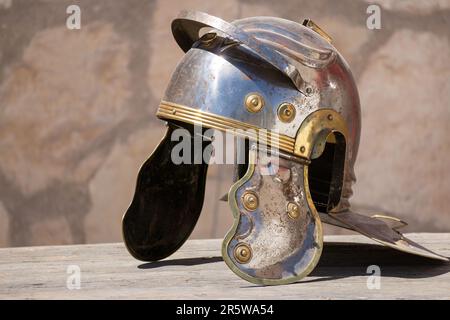 horizontal view of an Imperial helmet or Galea: A Roman military helmet ...