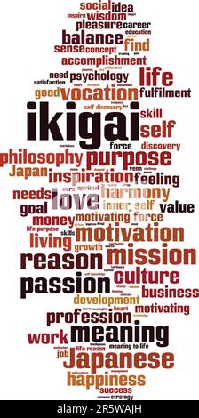 Ikigai word cloud concept. Collage made of words about ikigai. Vector ...