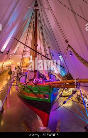 XiX century Fram polar exploration ship inside the Fram Museum in ...