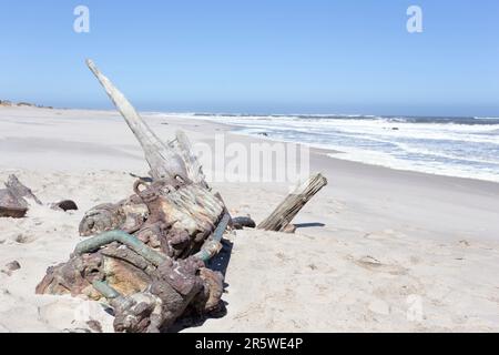 The shipwreck of the Benguela Eagle, which ran aground in 1973, on the ...