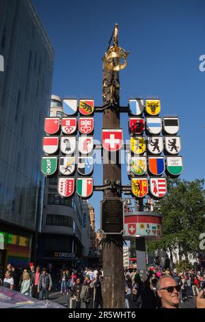 Swiss Cantonal Tree and glockenspiel in Leicester Square, London ...