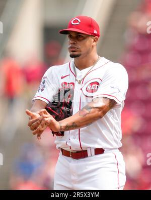 Cincinnati Reds relief pitcher Fernando Cruz leaves the dugout prior to ...