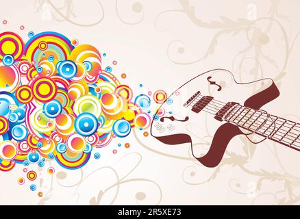 Colorful retro guitar singing bubbles background Stock Vector Image ...