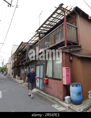 Nagaya, Japanese style row houses are pictured in Kyojima district in ...