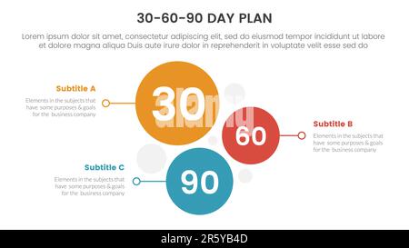 30-60-90 day plan management infographic 3 point stage template with ...