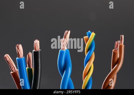 New colorful electrical wires on white background Stock Photo - Alamy