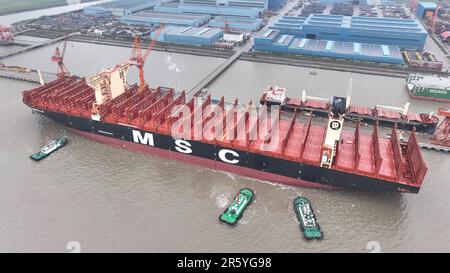 SUZHOU, CHINA - JUNE 6, 2023 - MSC MARIELLA, the world's largest newly ...
