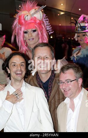 Gay icon and entertainer Bob Downe (Mark Trevorrow, centre) with Paul ...