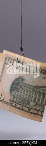 Ten dollars in air on gray background Stock Photo - Alamy