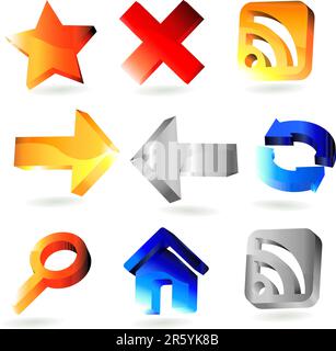 vector rss feed shiny 3d icon Stock Vector Image & Art - Alamy