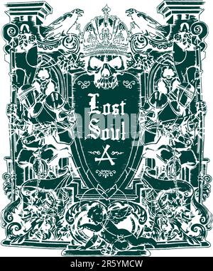 heraldic skull shield emblem illustration Stock Vector Image & Art - Alamy