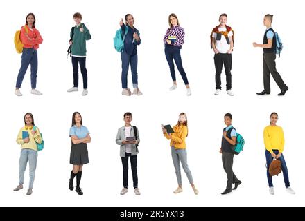 Collage with photos of teenagers on white background Stock Photo - Alamy