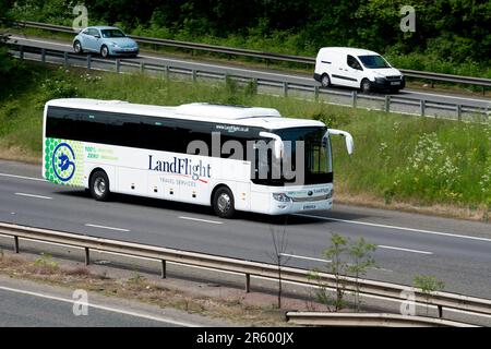 LandFlight coach, M40 motorway, Warwickshire, UK Stock Photo - Alamy