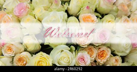 Welcome Home Card with Bouquet of Spring Flowers Stock Photo - Alamy