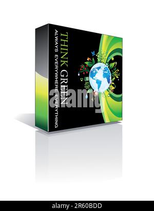 3D Ecology Software box with reflections and shadow Stock Vector Image ...