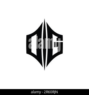 DG Letter Logo monogram hexagon shape with connect outline style design ...
