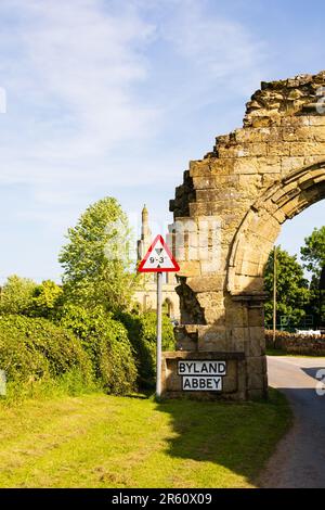 English Heritage Byland Abbey in North Yorkshire on a sunny day ...