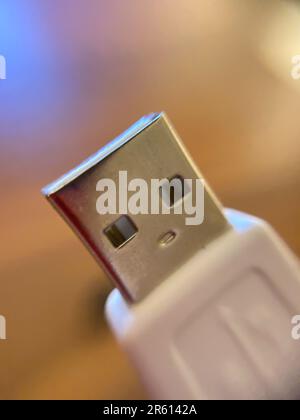 Macro shot of type C connector isolated on white background with ...