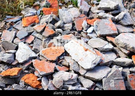 Shattered, Broken Clay concrete Bricks, Construction Waste. Renovation in israel Stock Photo - Alamy