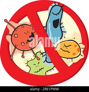 Vector cartoon evil bacteria germs. Angry agressive cute virus set ...