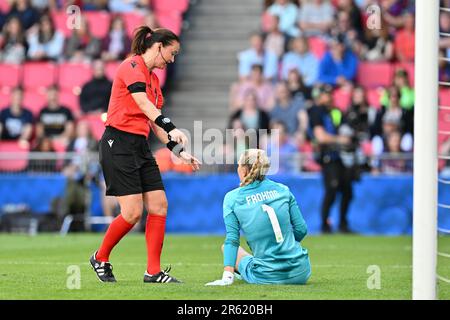 referee Cheryl Foster (Wales) pictured during a female soccer game ...