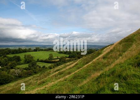 Views from on top of Glastonbury Tor hillside Stock Photo - Alamy